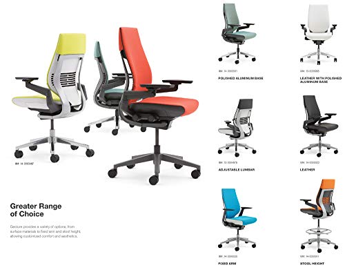 Steelcase Gesture Office Chair - Cogent: Connect Licorice Fabric, Medium Seat Height, Wrapped Back, Dark on Dark Frame, Lumbar Support