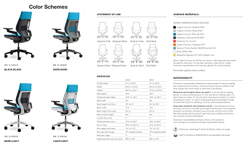 Steelcase Gesture Office Chair - Cogent: Connect Licorice Fabric, Medium Seat Height, Wrapped Back, Dark on Dark Frame, Lumbar Support