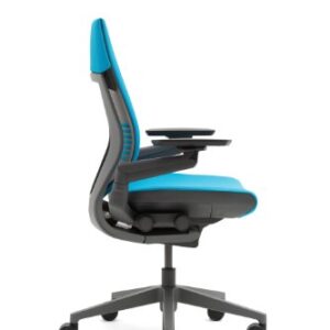 Steelcase Gesture Office Chair - Cogent: Connect Licorice Fabric, Medium Seat Height, Wrapped Back, Dark on Dark Frame, Lumbar Support