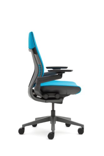 Steelcase Gesture Office Chair - Cogent: Connect Licorice Fabric, Medium Seat Height, Wrapped Back, Dark on Dark Frame, Lumbar Support