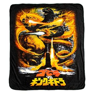 bioworld godzilla movie poster throw blanket