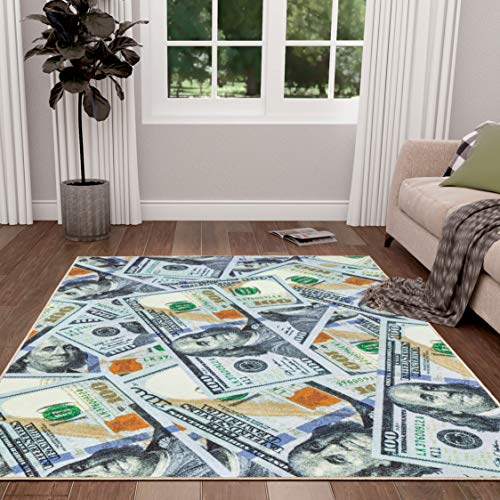 Sweethome Stores $100 Dollar Bill Area Rug, 5 x 7, Multicolor