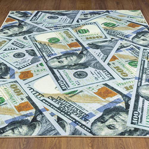 Sweethome Stores $100 Dollar Bill Area Rug, 5 x 7, Multicolor