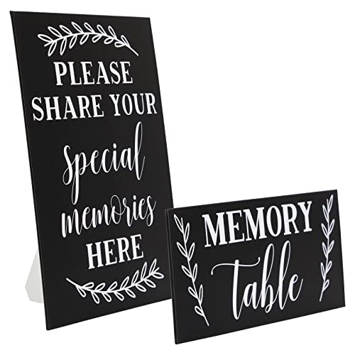 Set of 2 Memory Signs for Funerals, Memorial Services, Celebration of Life Decorations (2 Sizes)