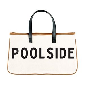 santa barbara design studio tote bag hold everything collection black and white 100% cotton canvas with genuine leather handles, large, poolside