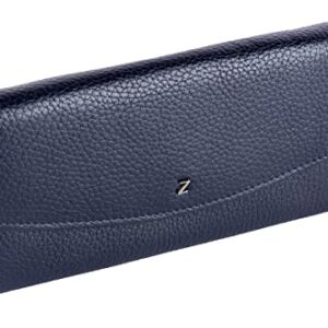 Zinda Genuine Leathers Women’s Wallet Purse Flap Over RFID Protection (Navy)