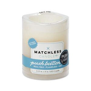 Matchless Pushbutton Pillar Flameless Flickering Candle (3.15 x 4 inch)