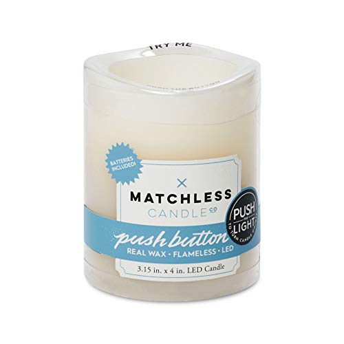 Matchless Pushbutton Pillar Flameless Flickering Candle (3.15 x 4 inch)