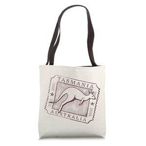 tasmania australia stamp kangaroo lovers australian souvenir tote bag