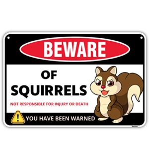 venicor squirrel decor sign – 8 x 12 inches – aluminum – funny squirrel gifts for squirrel lovers – squirrel stickers call stuffed plush