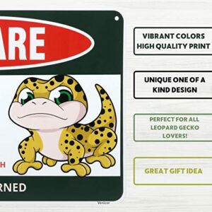 Venicor Leopard Gecko Sign Decor - 8 x 12 Inches - Aluminum - Leopard Gecko Tank Accessories Supplies Toy Gift