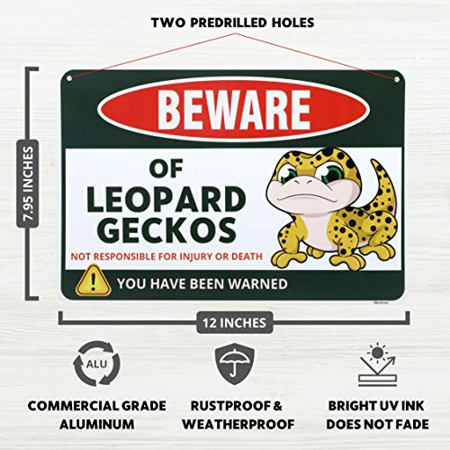 Venicor Leopard Gecko Sign Decor - 8 x 12 Inches - Aluminum - Leopard Gecko Tank Accessories Supplies Toy Gift