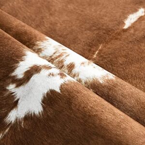 BENRON Premium Large Cowhide Rug 55x62 Inch, Cow Print Rugs for Living Room Bedroom Fireplace Hearth Rug Western Wall Decor, Faux Fur Animal Skins Cute Cow Hide Room Carpets