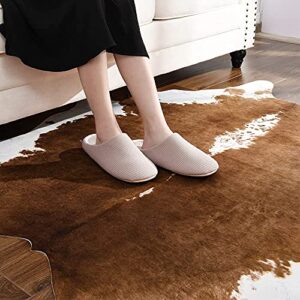 BENRON Premium Large Cowhide Rug 55x62 Inch, Cow Print Rugs for Living Room Bedroom Fireplace Hearth Rug Western Wall Decor, Faux Fur Animal Skins Cute Cow Hide Room Carpets