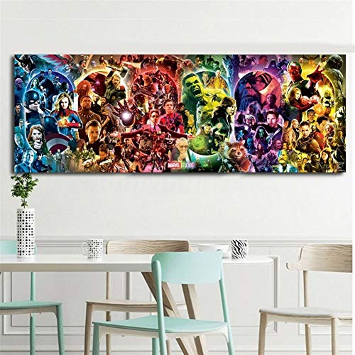 HNTHBZ Fashion Canvas Poster The Infinity Saga - Marvel Cinematic Universe Wall Art Avengers Endgame Silk Printed for Room Decor Painting (Size (Inch) : 16X45 inch No Framed)