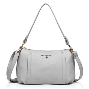 amelie galanti small crossbody bag purse for women,leather shoulder handbag with adjustable strap (1706-gray)