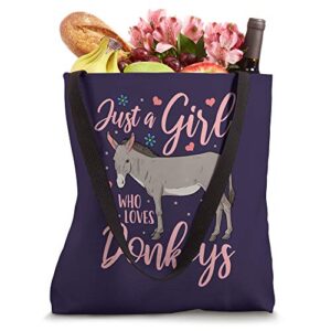 Donkey Just a Girl Who Loves Donkeys Funny Donkey Lover Gift Tote Bag