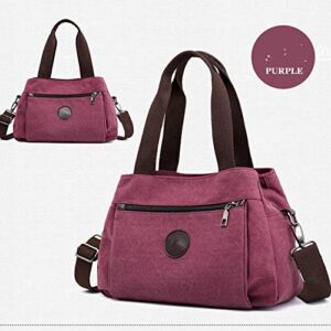 poopy Purse Handbag for Women Canvas Tote Bag Casual Shoulder Bag School Bag (purple)