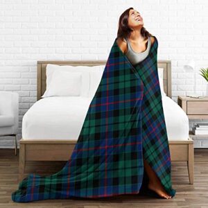 JHSLAJ Morrison Clan Green and Blue Tartan Throw Blanket, Ultra Soft Flannel Blanket Warm Bed Blanket Fit Sofa and Couch