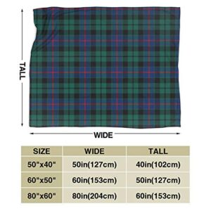 JHSLAJ Morrison Clan Green and Blue Tartan Throw Blanket, Ultra Soft Flannel Blanket Warm Bed Blanket Fit Sofa and Couch