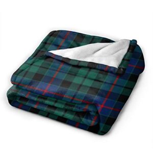 JHSLAJ Morrison Clan Green and Blue Tartan Throw Blanket, Ultra Soft Flannel Blanket Warm Bed Blanket Fit Sofa and Couch