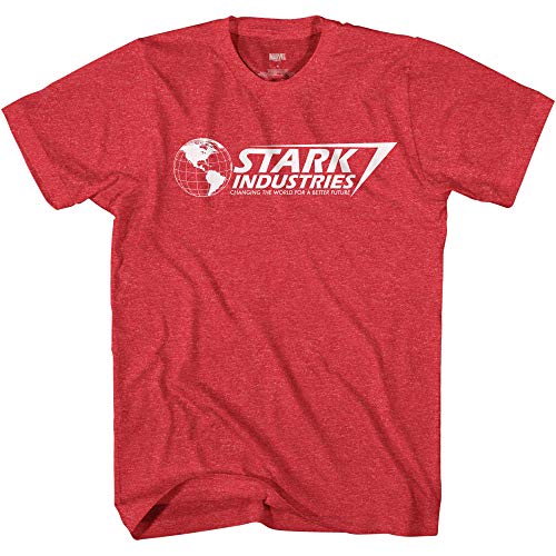 Marvel Iron Man Stark Industries T-Shirt (Red Heather, LG)