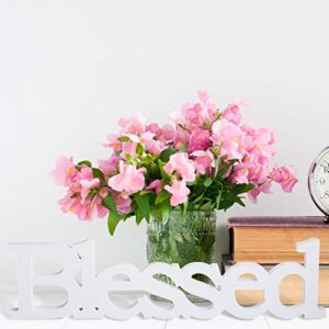 Blessed Letter Table Sign Blessed Standing Letter Table Sign Rustic Wooden Home Signs Decor for Valentine's Day Wedding Graduation Party Baby Shower First Communion Christening Decorations (White)