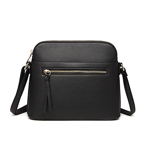 LA TERRE Small Crossbody Bag, Leather Shoulder Bag Purse with Zipper Pocket Adjustable Strap