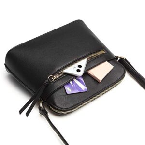 LA TERRE Small Crossbody Bag, Leather Shoulder Bag Purse with Zipper Pocket Adjustable Strap