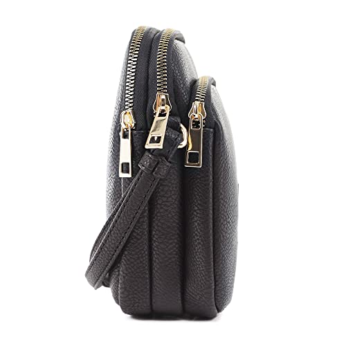 Mali+Lili, Josie Triple Compartments Crossbody Bag for Women, Black