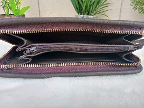 Womens Zipper Wristlet Clutch - Brown Cow Hide Cow Skin Leather Hand Clutch Zip Phone Wallet Clutch Card Case 8' X 4' - Gift for her