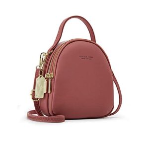 porrasso mini backpack women fashion handbag girl waterproof cross-body bag with earphone hole ladies leather daypack dating travel small rucksack lotus pink