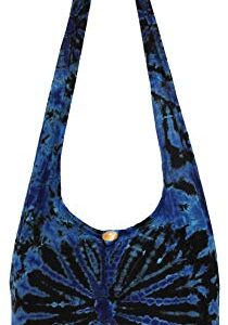 TIE DYE Crossbody Bohemian Shoulder Bag Hobo Purse Big 39" (DarkBlueBlack)