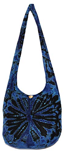 TIE DYE Crossbody Bohemian Shoulder Bag Hobo Purse Big 39" (DarkBlueBlack)