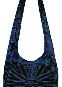 TIE DYE Crossbody Bohemian Shoulder Bag Hobo Purse Big 39" (DarkBlueBlack)