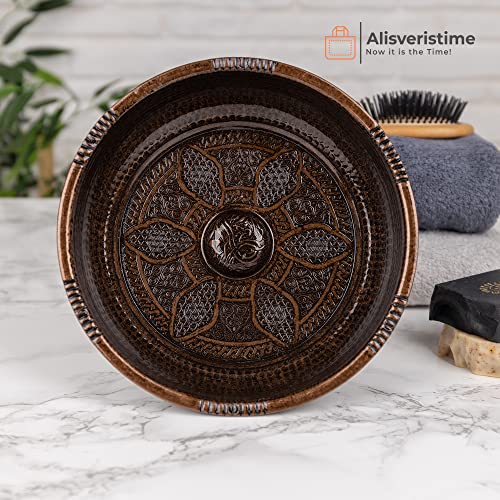 Alisveristime Turkish Authentic Copper Bath Bowl & Hammam Bowl (440gr (15.50 oz) Made of Zinc (Copper)