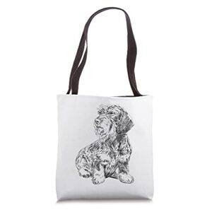 Sitting Dog Wirehaired Dachshund Tote Bag