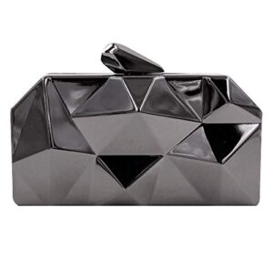 adela women fashion alloy metal women clutches fashion geometic evening clutch metal clutch purse (gun color)