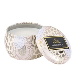 voluspa santal vanille candle | mini tin | 4 oz. | 25 hour burn time | vegan | coconut wax and natural wicks for a cleaner burn