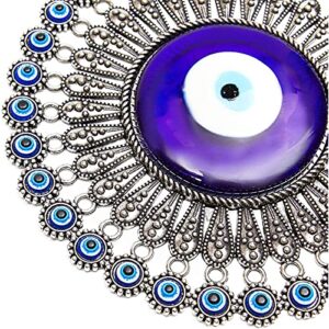 Evil Eye Wall Hanging, Turkish Amulet Decoration (Blue Glass, 5 Inches)