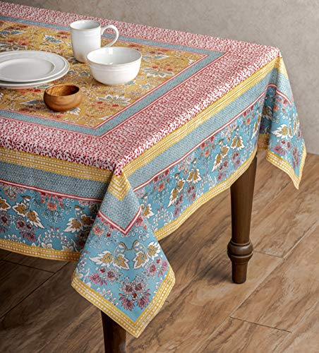 Maison d' Hermine Table Cloth 100% Cotton 60"x90" Decorative Tablecover Washable Rectangle Easter Tablecloths for Dining, Buffet Parties & Wedding Use, Marquise - Spring/Summer