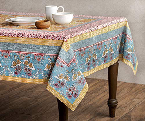 Maison d' Hermine Table Cloth 100% Cotton 60"x90" Decorative Tablecover Washable Rectangle Easter Tablecloths for Dining, Buffet Parties & Wedding Use, Marquise - Spring/Summer