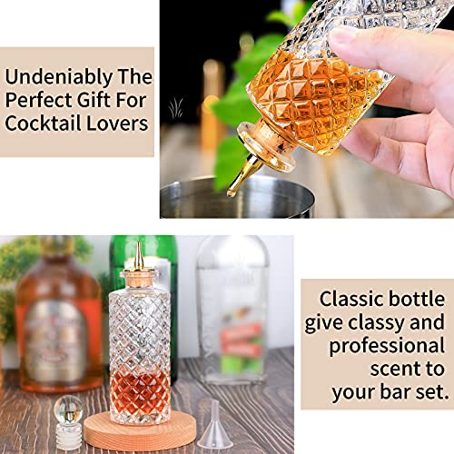 Suprobarware Bitters Bottle - Diamond Bitter Bottle for Cocktail, 5.8oz / 170ml, Glass Dashes Bottle with Zinc Alloy Dasher Top - NKJP0001