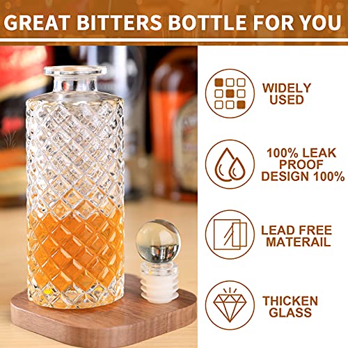 Suprobarware Bitters Bottle - Diamond Bitter Bottle for Cocktail, 5.8oz / 170ml, Glass Dashes Bottle with Zinc Alloy Dasher Top - NKJP0001