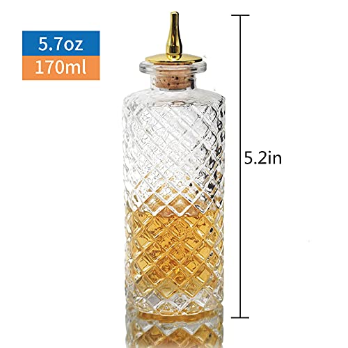 Suprobarware Bitters Bottle - Diamond Bitter Bottle for Cocktail, 5.8oz / 170ml, Glass Dashes Bottle with Zinc Alloy Dasher Top - NKJP0001