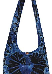 TIE DYE Bohemian Hipster Hobo Boho Hippie Crossbody Bag Purse Black Tone 39" (BlueBlackHeart)