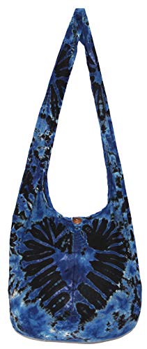 TIE DYE Bohemian Hipster Hobo Boho Hippie Crossbody Bag Purse Black Tone 39" (BlueBlackHeart)