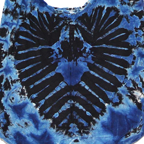 TIE DYE Bohemian Hipster Hobo Boho Hippie Crossbody Bag Purse Black Tone 39" (BlueBlackHeart)