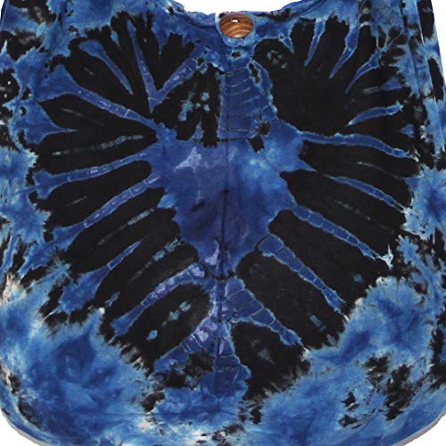 TIE DYE Bohemian Hipster Hobo Boho Hippie Crossbody Bag Purse Black Tone 39" (BlueBlackHeart)