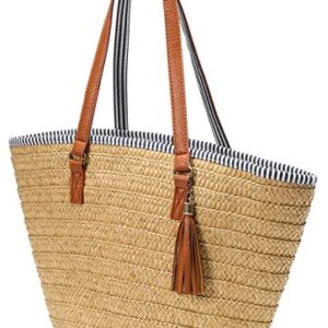 Straw Beach Bags Tote Tassels Bag Hobo Summer Handwoven Shoulder Bags Purse With Pom Poms